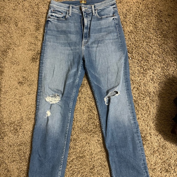 MOTHER | Jeans | Mother Blue High Rise Jeans With Distressed Details ...